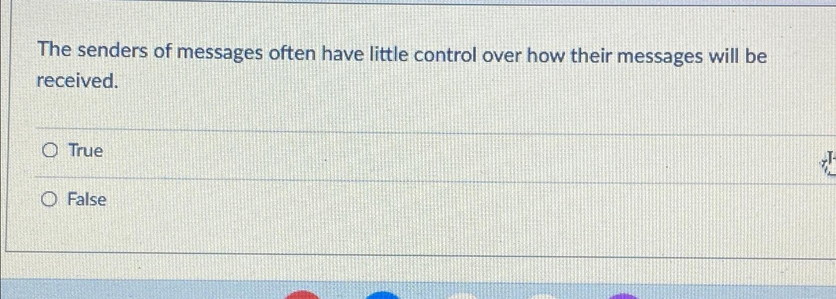 Solved The senders of messages often have little control | Chegg.com