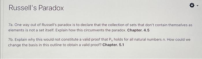 Solved Russell's Paradox 7a. One way out of Russell's | Chegg.com