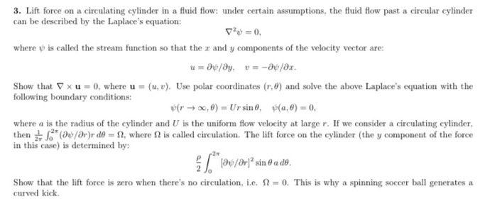 3. Lift force on a circulating cylinder in a fluid | Chegg.com