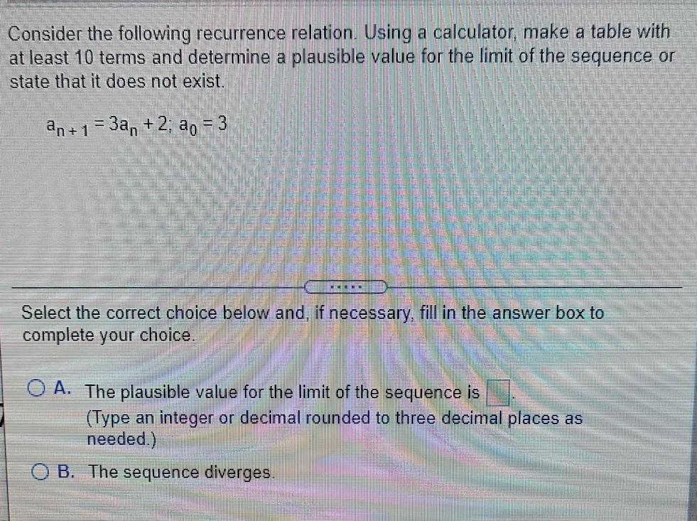 Solved Consider the following recurrence relation Using a | Chegg.com