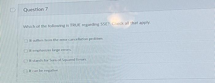 Solved Which of the following is TRUE regarding SSE? Check | Chegg.com