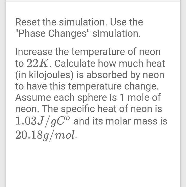 Solved Reset the simulation. Use the "Phase Changes" | Chegg.com