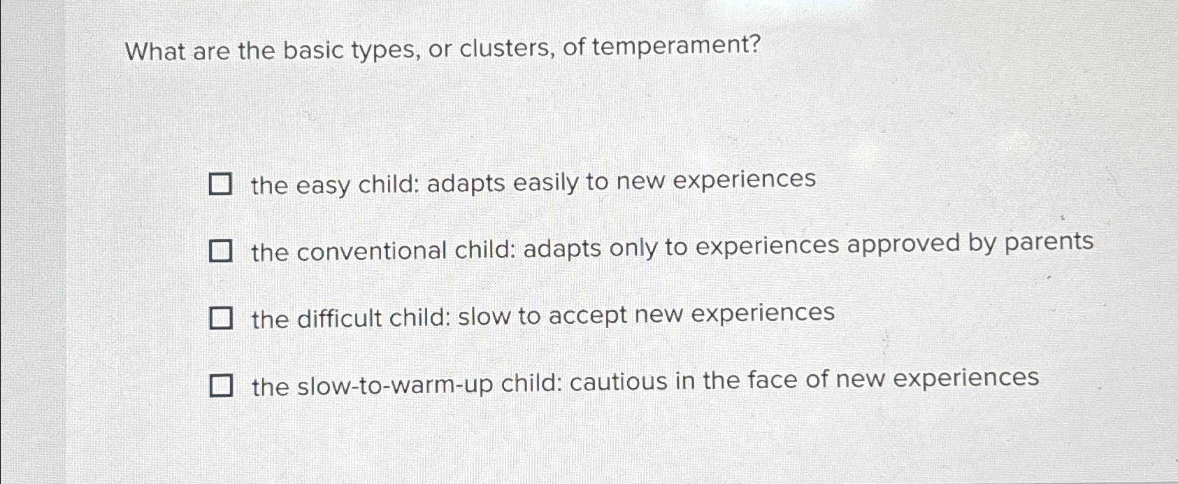 Solved What are the basic types, or clusters, of | Chegg.com