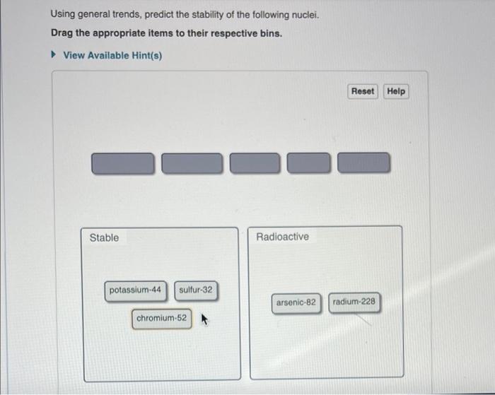 Solved Using general trends, predict the stability of the | Chegg.com