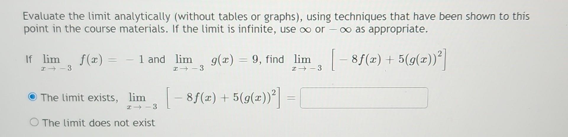 Solved Evaluate the limit analytically (without tables or | Chegg.com