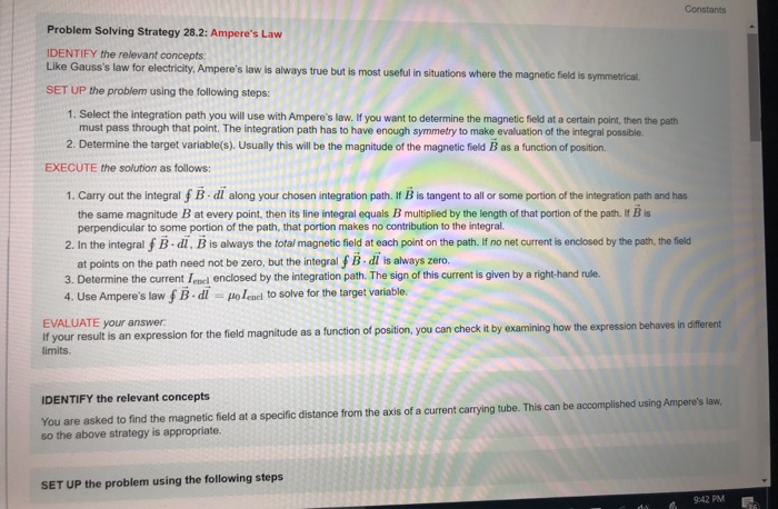 Solved Constants Problem Solving Strategy 28.2: Ampere's | Chegg.com
