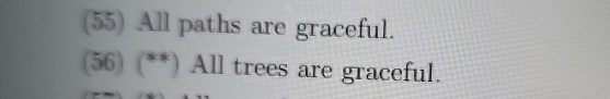 Solved (55) ﻿All paths are graceful.(56)(****) ﻿All trees | Chegg.com