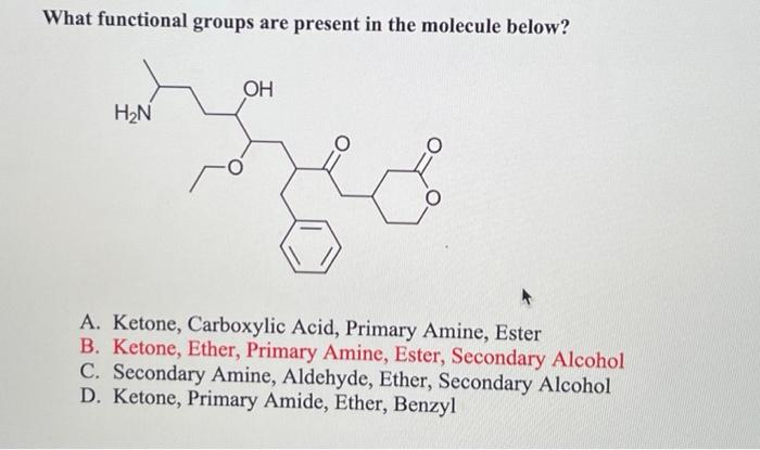 Solved What functional groups are present in the molecule | Chegg.com