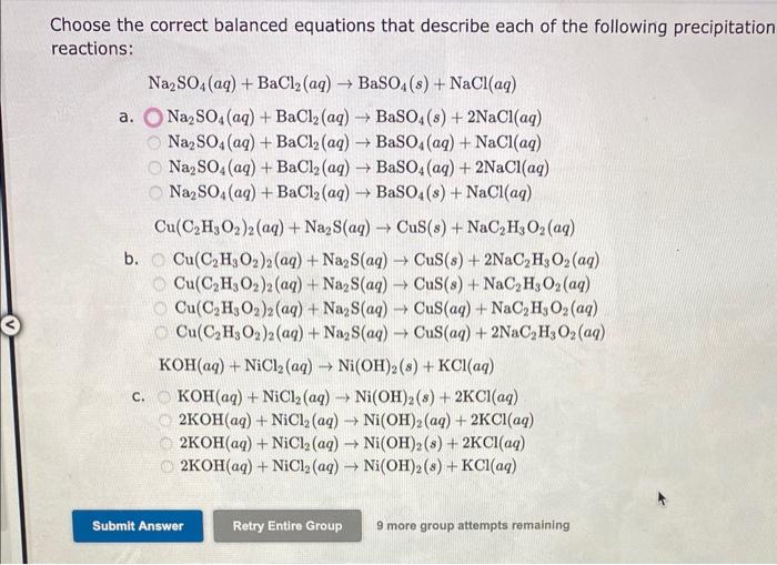 Solved Choose the correct balanced equations that describe | Chegg.com