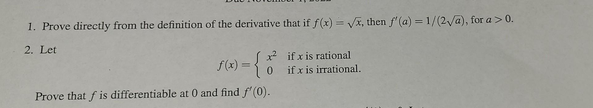 Solved 1. Prove directly from the definition of the | Chegg.com