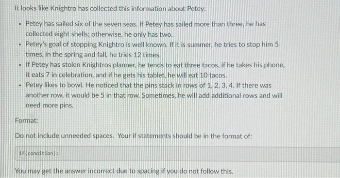 Solved It looks like Knightro has collected this information | Chegg.com