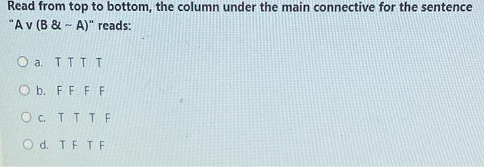 Read from top to bottom, the column under the main | Chegg.com
