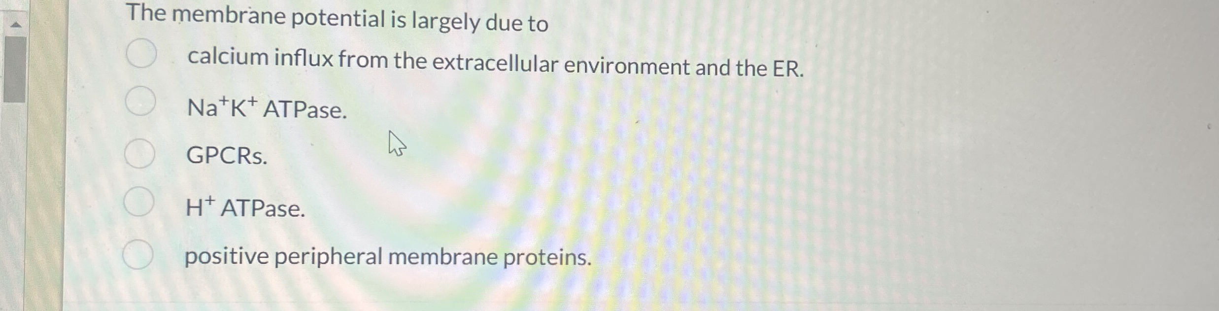 Solved The membrane potential is largely due tocalcium | Chegg.com