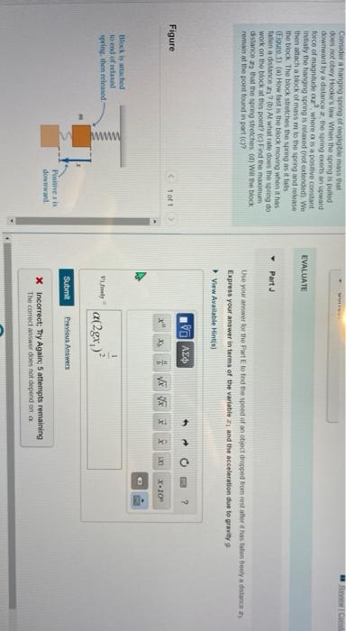 Solved EVALUATE Consider a hanging spring of negligible mass | Chegg.com