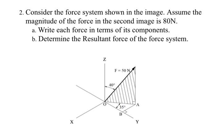 Solved 2. Consider the force system shown in the image. | Chegg.com