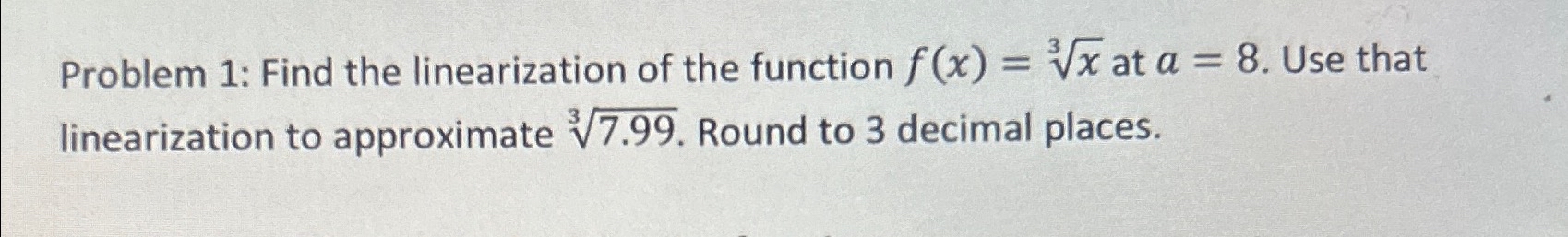 Solved Problem 1 Find The Linearization Of The Function 2104