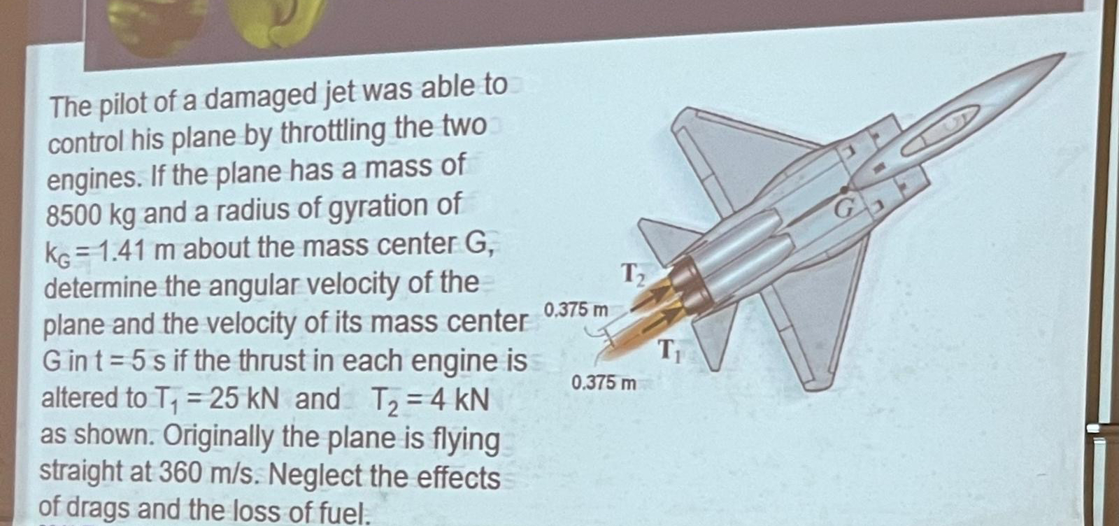 Solved The pilot of a damaged jet was able to control his | Chegg.com