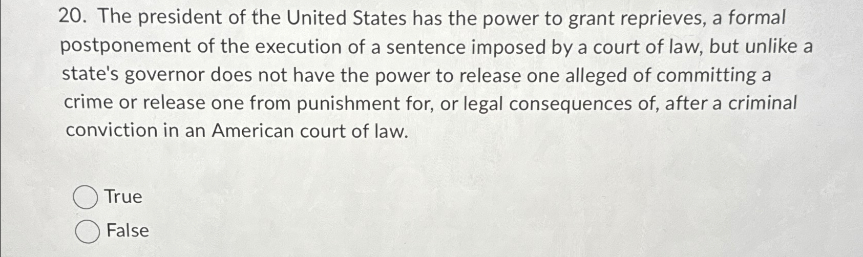 Solved The president of the United States has the power to | Chegg.com