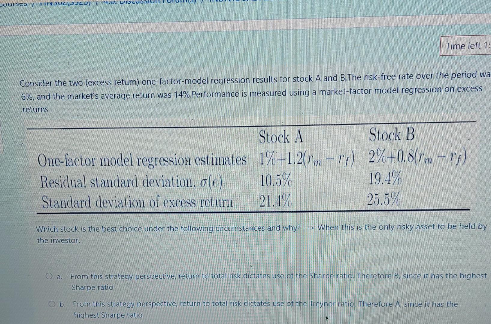 Consider the two (excess return) one-factor-model | Chegg.com