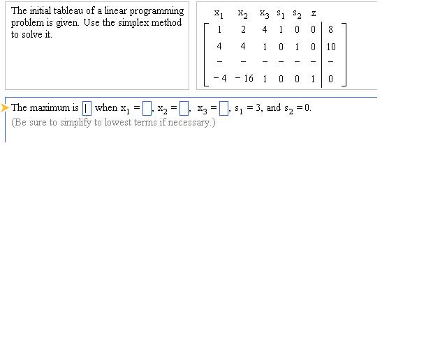 The initial tableau of a linear programming problem | Chegg.com