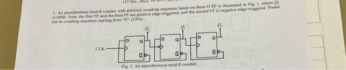 Solved (23 Jan 2014.14 1. An asynchronous mod-8 counter with | Chegg.com