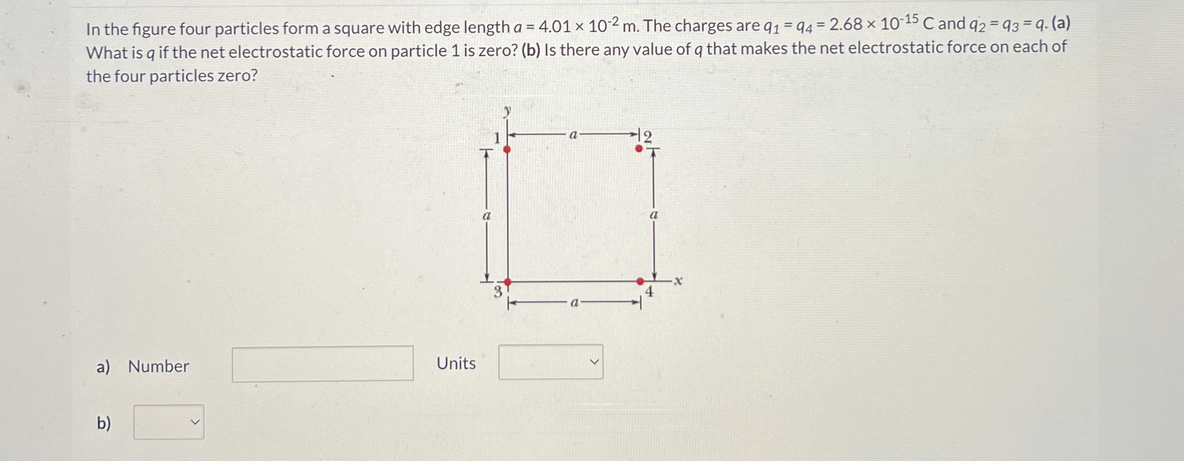 Solved In the figure four particles form a square with edge | Chegg.com