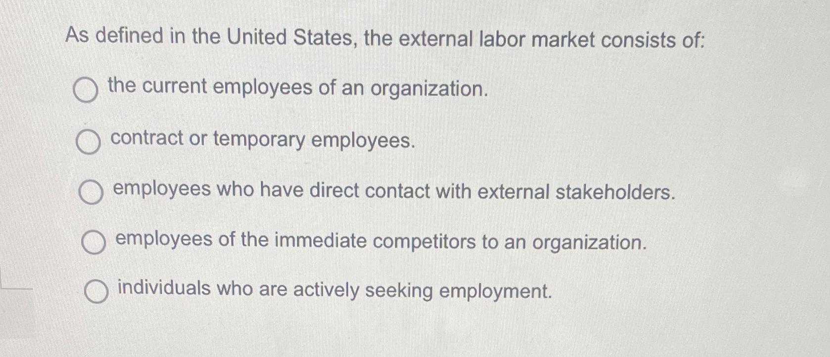 Solved As defined in the United States, the external labor | Chegg.com