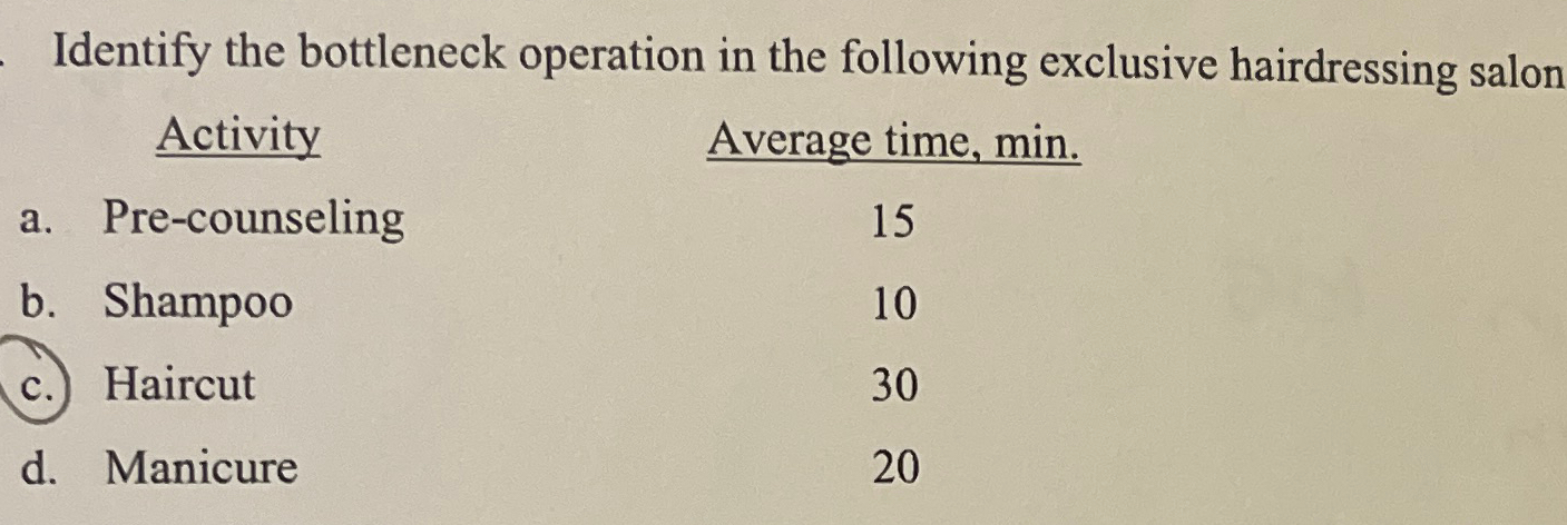 Solved Identify the bottleneck operation in the following | Chegg.com