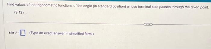 Solved Find values of the trigonometric functions of the | Chegg.com