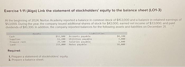 Solved Exercise 1-11 (Algo) Link the statement of | Chegg.com