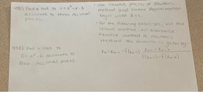 Solved Solve question 450 and 4521) Use iterative process of | Chegg.com