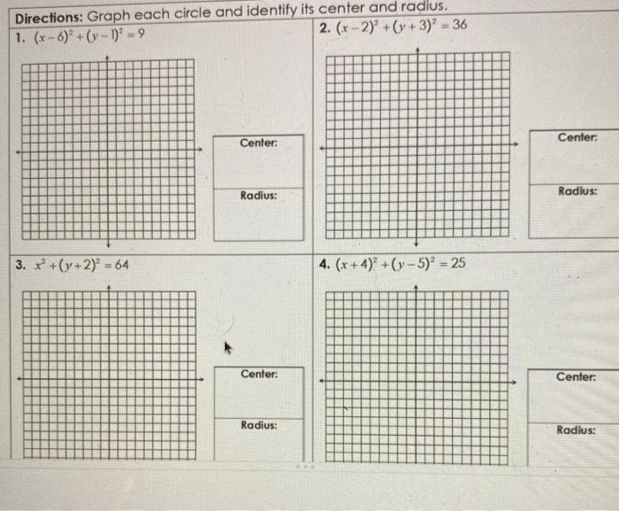 Solved unit 10 homework 9 graph each circle and identfy its | Chegg.com