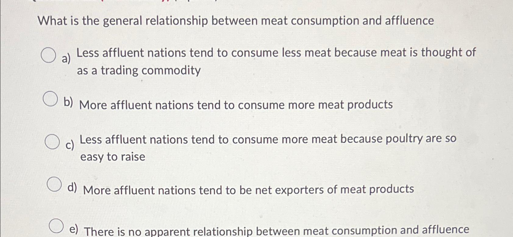 Solved What is the general relationship between meat | Chegg.com