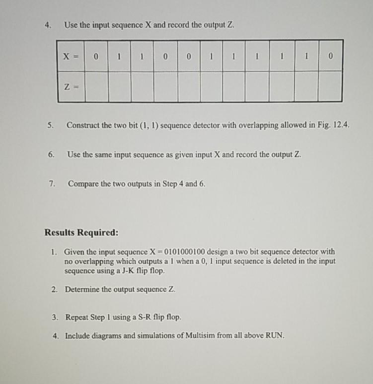 Experiment #12 Title: Two Bit Sequence Detectors | Chegg.com