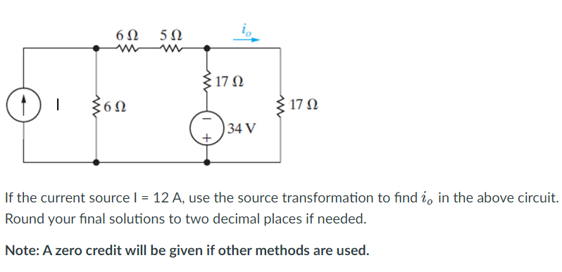 Solved If the current source I = 12A, ﻿use the source | Chegg.com