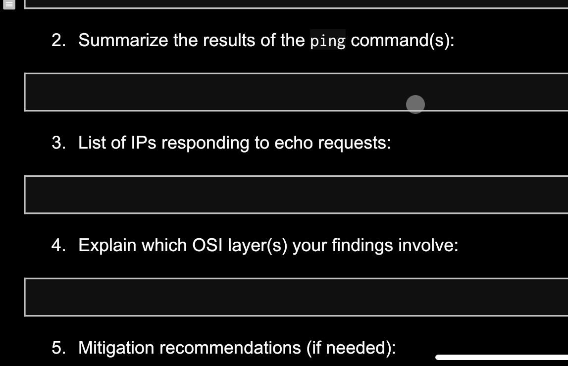 Solved Summarize the results of the ping command(s):List of | Chegg.com