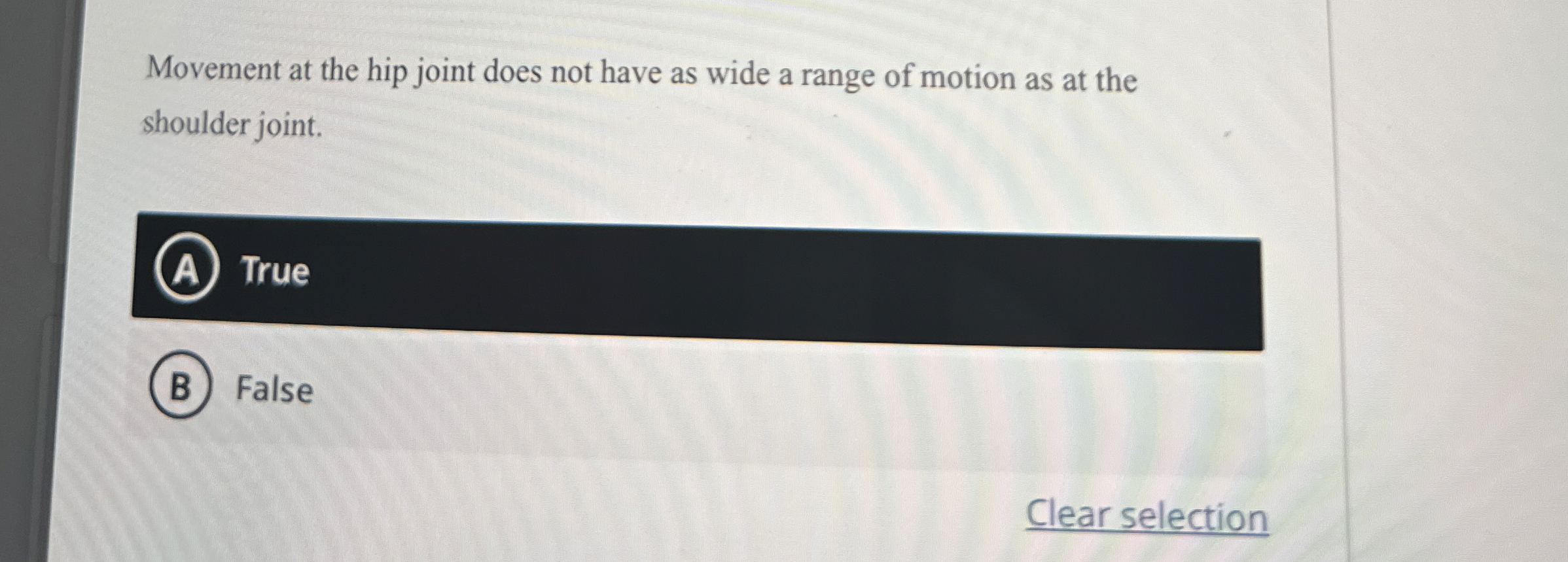 Solved Movement at the hip joint does not have as wide a | Chegg.com