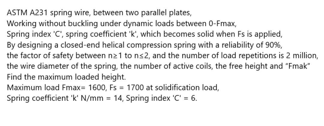 Solved ASTM A231 spring wire, between two parallel plates, | Chegg.com