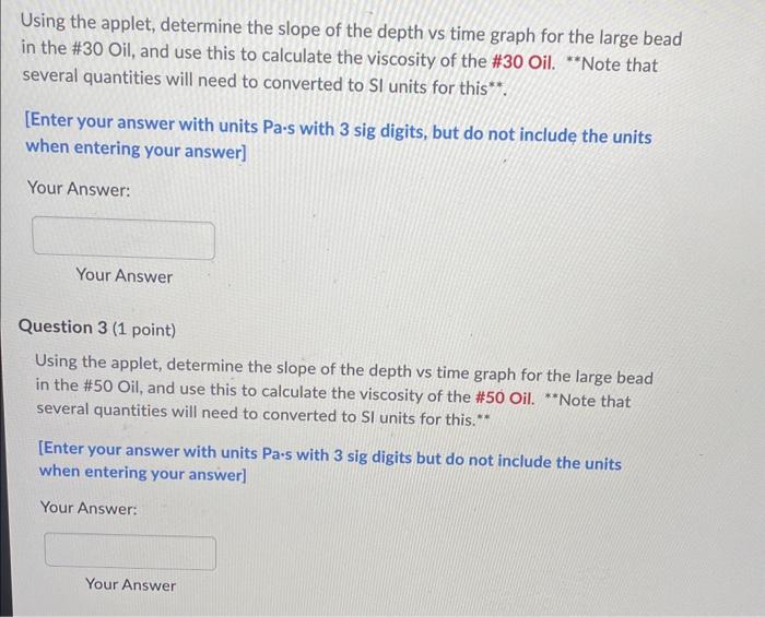 Solved Using the applet, determine the slope of the depth vs | Chegg.com