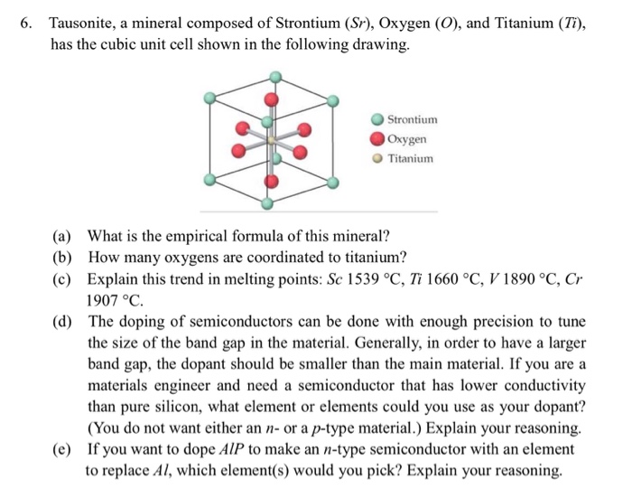 Solved Tausonite, a mineral composed of Strontium (Sr), | Chegg.com