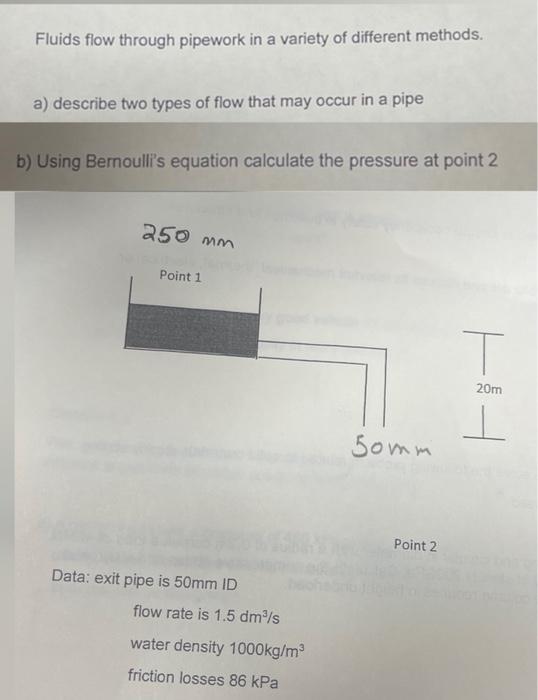 Solved Fluids flow through pipework in a variety of | Chegg.com