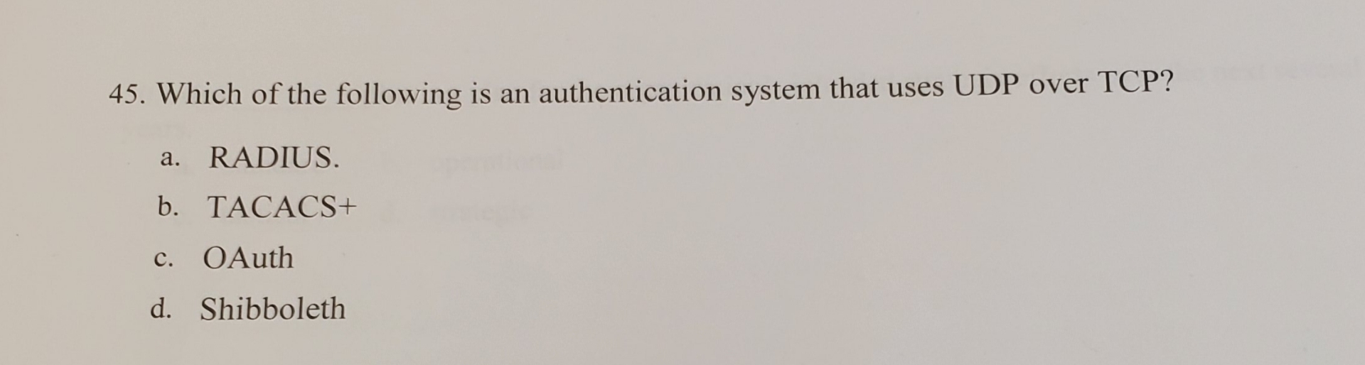 Solved Which Of The Following Is An Authentication System