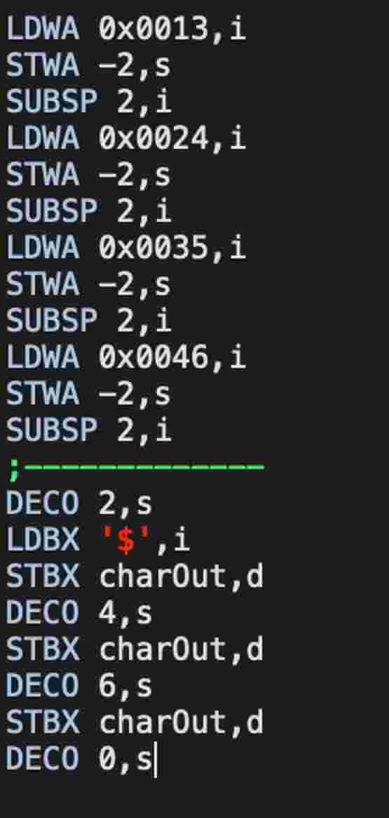 Solved LDWA 0x0013,i STWA -2, ﻿s SUBSP 2,i LDWA 0x0024,i | Chegg.com
