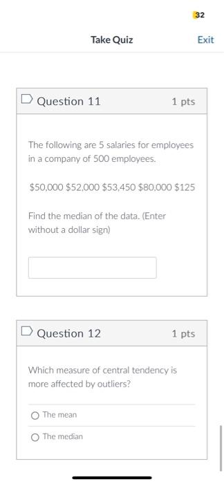 The average exam score for 35 students was 75. One | Chegg.com