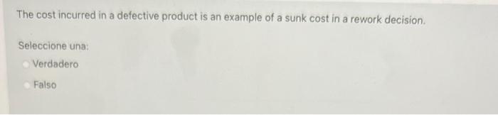 Solved The cost incurred in a defective product is an | Chegg.com