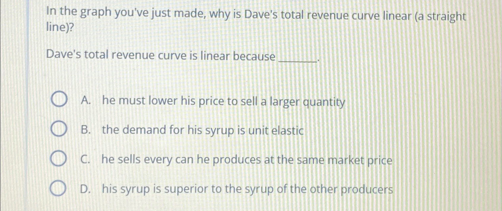 Solved In the graph you've just made, why is Dave's total | Chegg.com