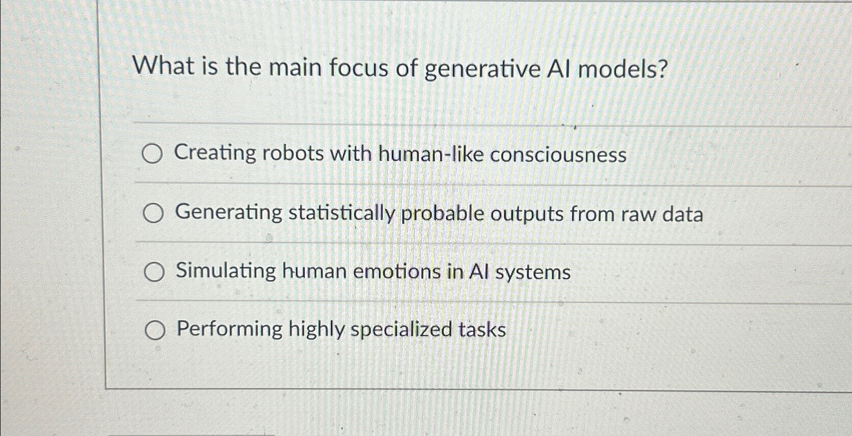 Solved What is the main focus of generative Al | Chegg.com