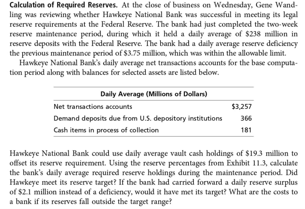 Solved Calculation of Required Reserves. At the close of | Chegg.com
