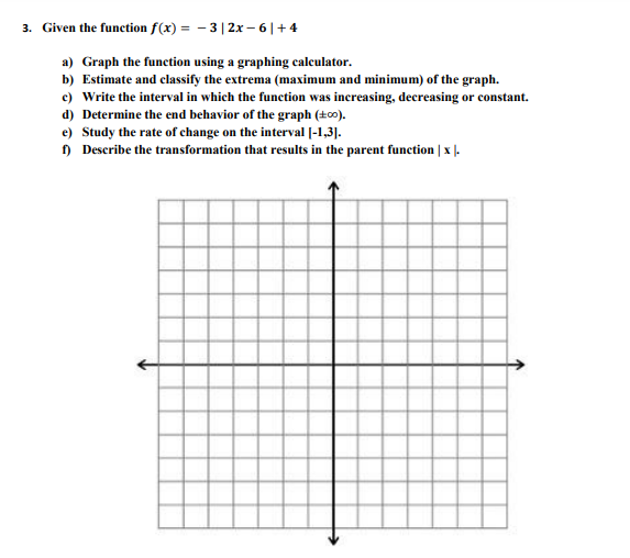Solved Given the function f(x)=-3|2x-6|+4a) ﻿Graph the | Chegg.com