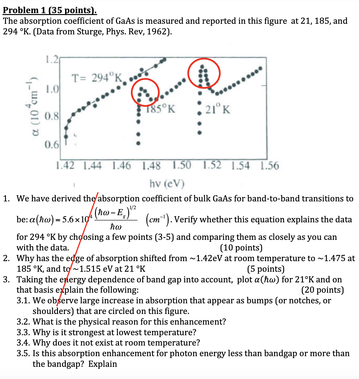 Solved Problem 1 ( 35 ﻿points).The absorption coefficient of | Chegg.com